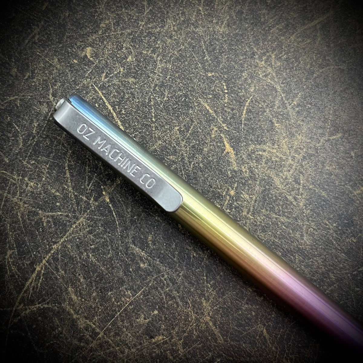 OZ "Little John" Titanium Pen, "Sunrise" Fade Anodized Body with Raw S ...