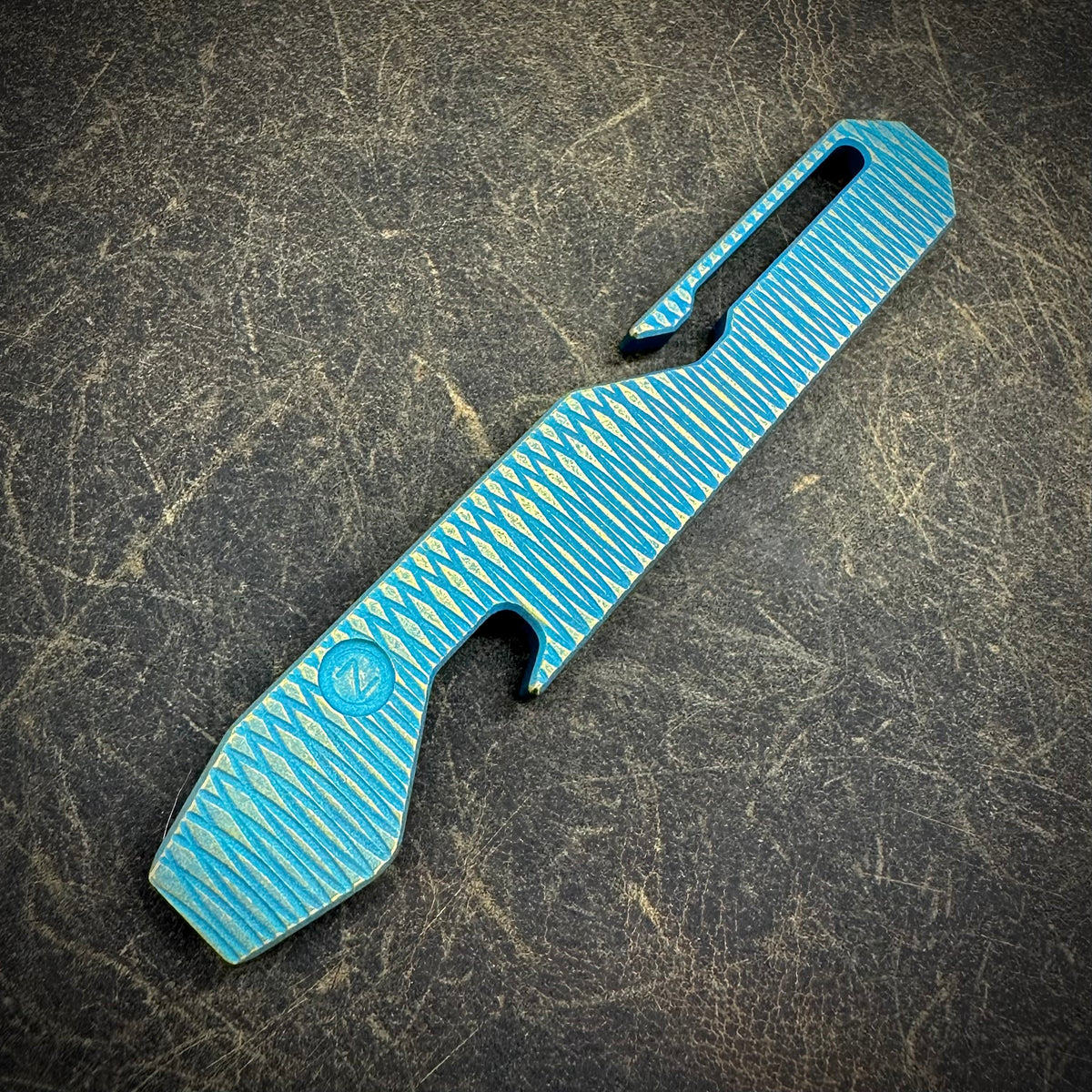 Dual Anodized Teal/Gold Matte Distressed OZ Pry. Radial Frag Milling o ...