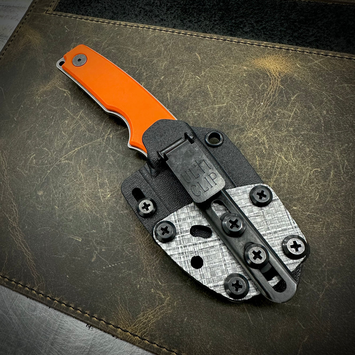 Roosevelt Fixed Blade - Dark Stonewashed MagnaCut Blade, Blaze Orange ...